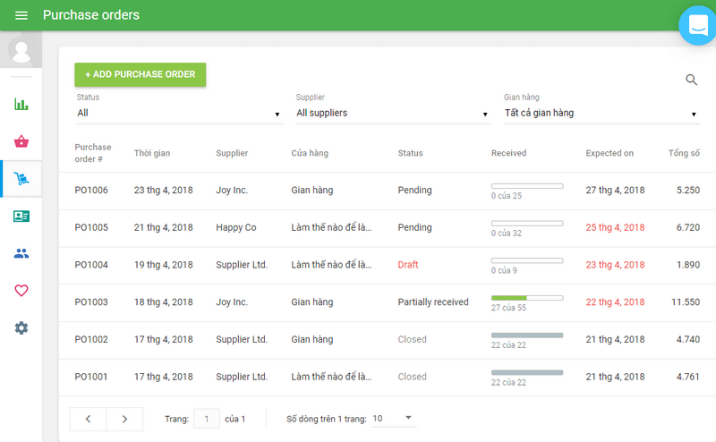 Cách sử dụng đơn đặt hàng và nhà cung cấp | Trung tâm trợ giúp Loyverse